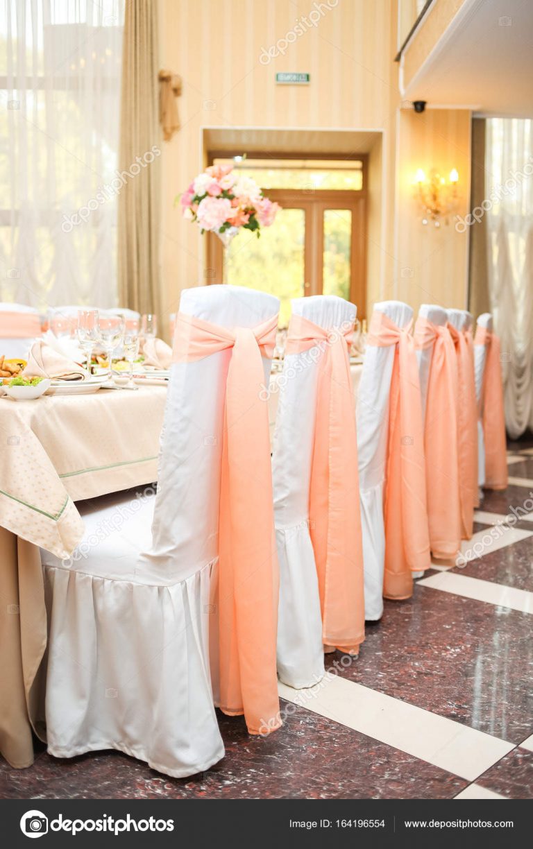 Peach Color Wedding Decorations Depositphotos 164196554 Stock Photo ...